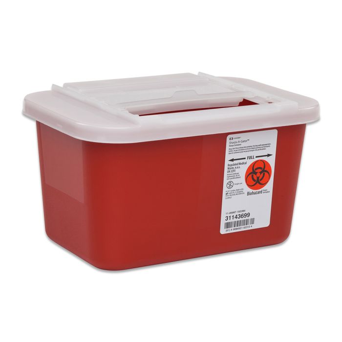 Kendall SHARPS-A-GATOR™ sharps collector counter unit red w/ clear lid ...