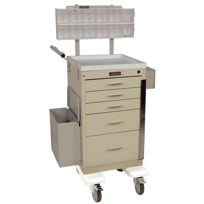 Five Drawer Mini Line Phlebotomy Cart Package with Breakaway Lock ...