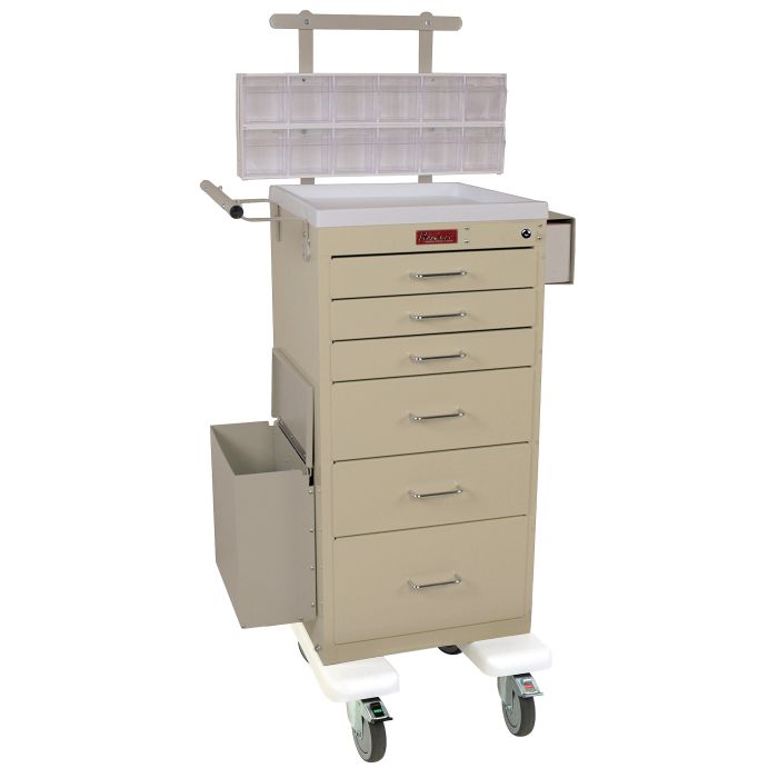 Six Drawer Mini Line Phlebotomy Cart Package with Key Lock - SAVELIVES
