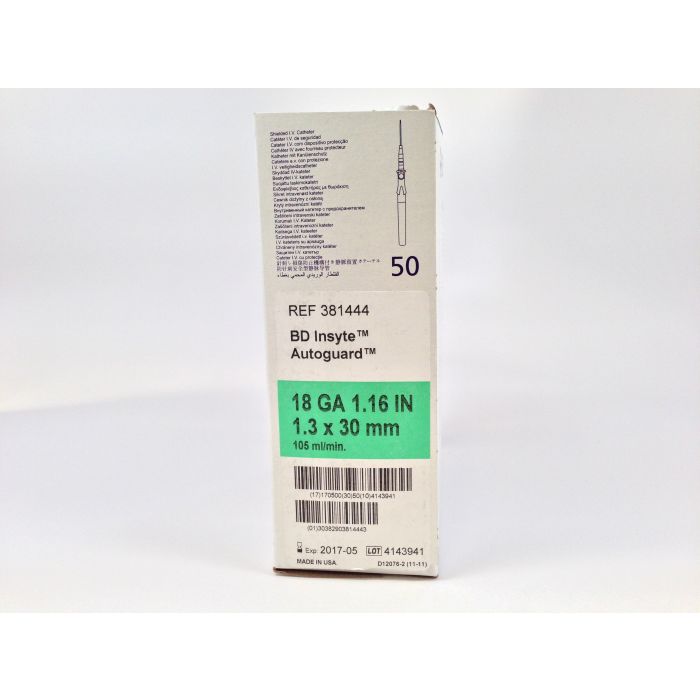 IV Catheter Insyte-N™ 18 Gauge 1-1/4 Inch Safety AutoGuard Green ...
