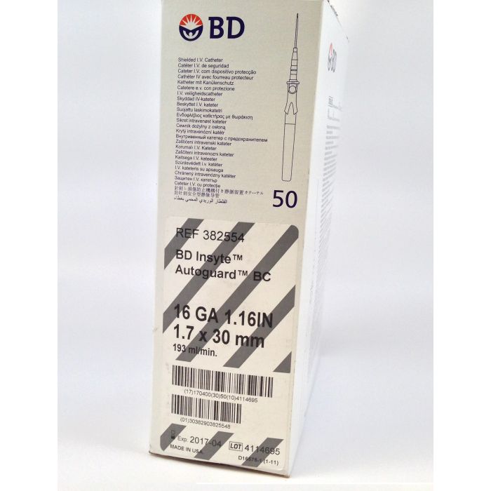 IV Catheter Insyte™ Autoguard™ BC 16 Gauge 1-1/4 Inch Safety Gray ...