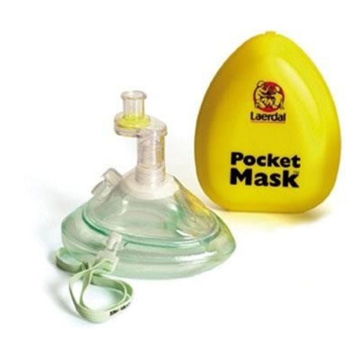 Pocket Mask w/ 02 Inlet and Head Strap w/ Gloves and Wipe in Yellow ...
