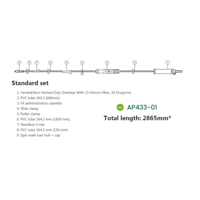 AP433 - Macrobore Infusion set with vented/non-vented drip chamber and ...