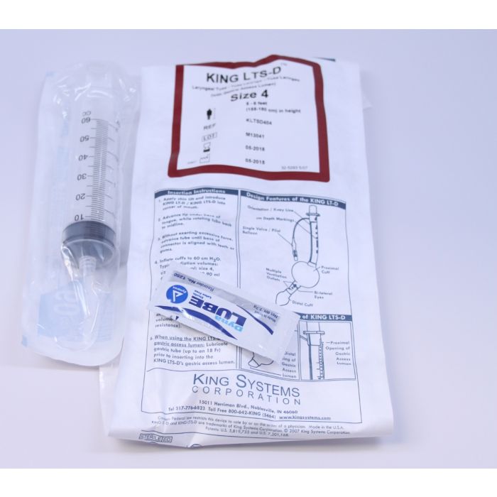 King LTS-D Airway Set Size 4 with 60CC Syringe & Surgilube - SAVELIVES