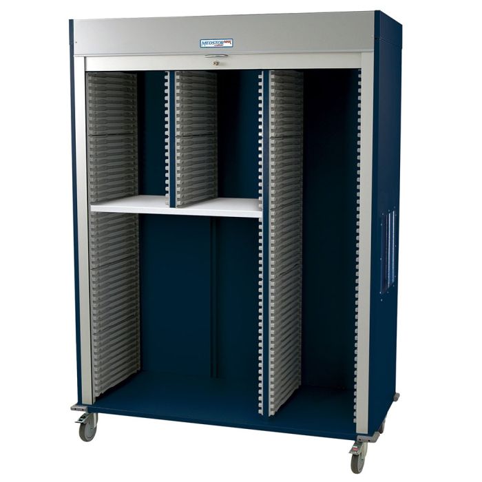 Triple Column Mobile Cabinet with Key Locking Tambour Door. On right is ...
