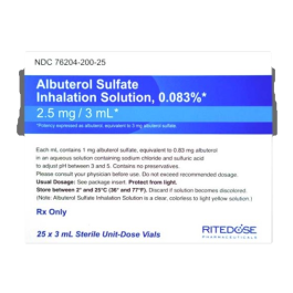 Albuterol Sulfate 0.083% 3ml Vial 25 per Package Exp: ________ - SAVELIVES