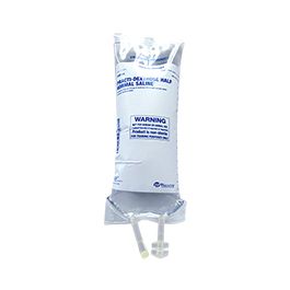 PRACTI-DEXTROSE HALF NORMAL SALINE 1000 ML IV BAG. CONTAINS DISTILLED ...