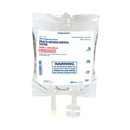 PRACTI-HEPARIN NORMAL SALINE 250 ML IV BAG. CONTAINS DISTILLED WATER ...