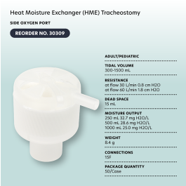 Heat Moisture Exchanger (HME) Tracheostomy, Side Oxygen Port, Adult ...