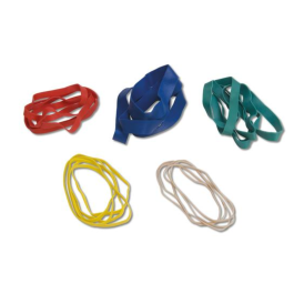 25 color-coded no-latex rubber bands (5ea: tan, yellow, red, green ...